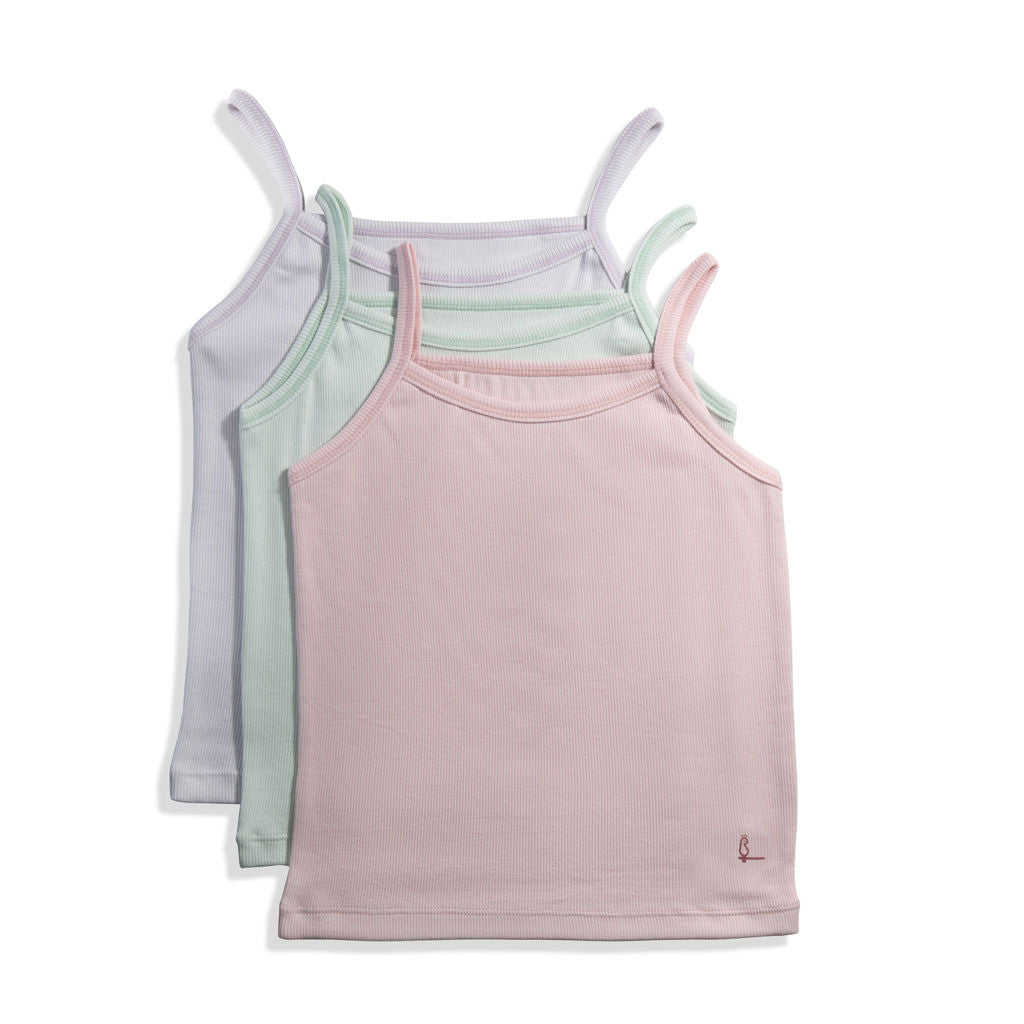 Girls Pastel Ribbed Tanks – Feathers USA